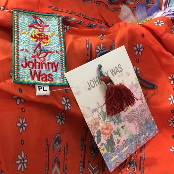 Johnny Was | Tops | Johnny Was Orange Print Silk Embroidered Kimono ...